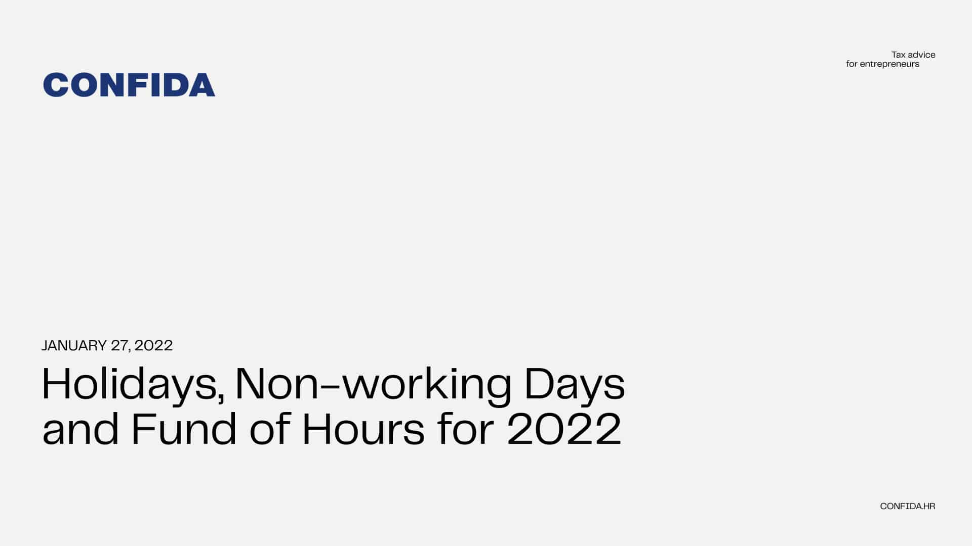 Holidays Non working Days And Fund Of Hours For 2022 Confida